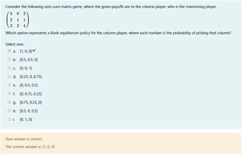 Solved Consider The Following Zero Sum Matrix Game Where