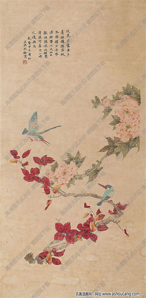 沈铨作品 花鸟 高清大图下载 名画油画网