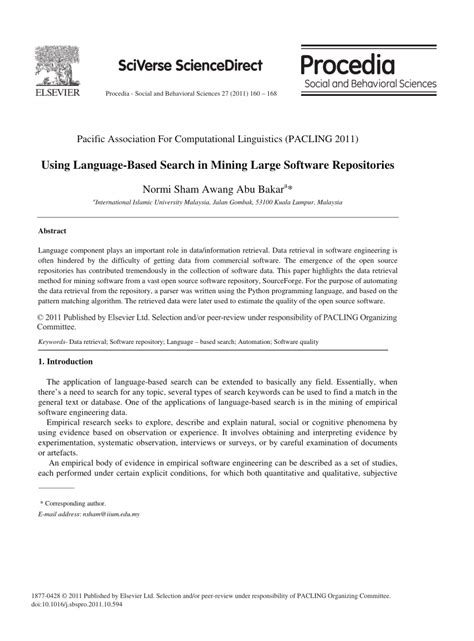 Pdf Using Language Based Search In Mining Large Software Repositories