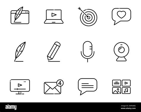 Blog Linear Vector Icons Isolated On White Stock Vector Image And Art Alamy