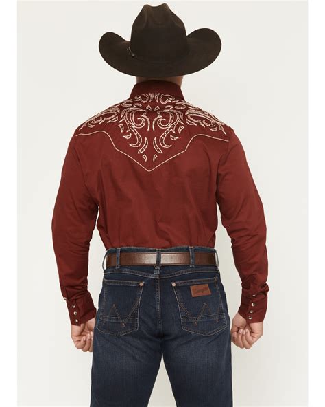 Rodeo Clothing Mens Embroidered Embellished Long Sleeve Snap Western