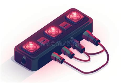 A Close Up View Of A Power Strip With Bright Red Indicator Lights Stock Image Image Of