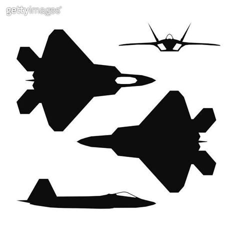 F 22 Raptor Aircraft Vector Silhouette Illustration Icon 이미지