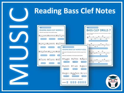 Reading Bass Clef Notes 18 Worksheets Teaching Resources