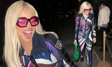 Pixie Lott Slips Into A Quirky All In One Purple Jumpsuit For Her Apres