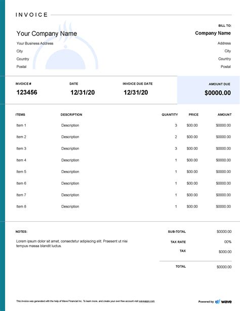 Catering Invoice Template Excel