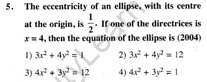 JEE Main Mathematics Conic Sections Previous Year Papers Questions
