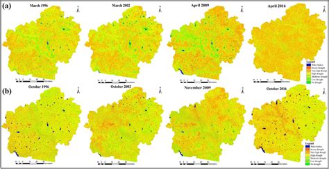 Spatio Temporal Pattern Of A Pre Monsoon And B Post Monsoon Drought