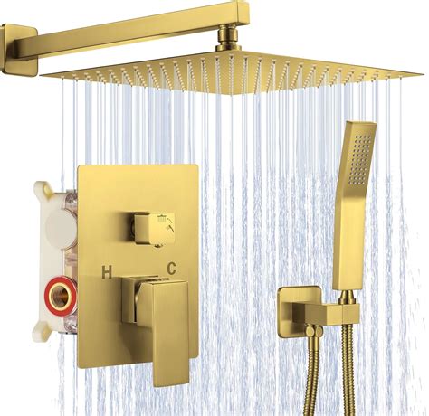 Jomeoo® 12 Inch Brushed Gold Shower System Wall Mounted High Pressure