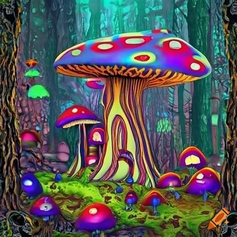 Psychedelic Mushroom Forest On Craiyon