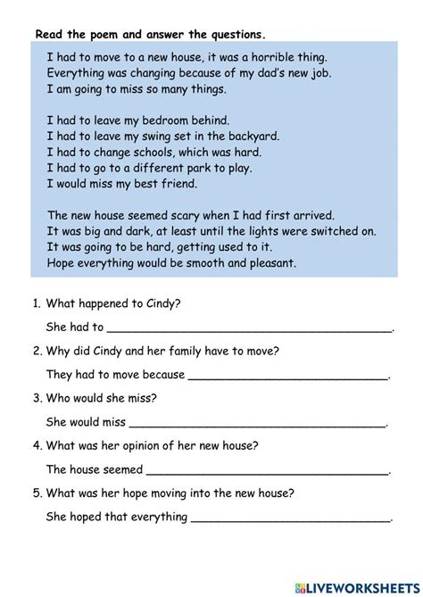 Comprehension Online Exercise For 2 Live Worksheets