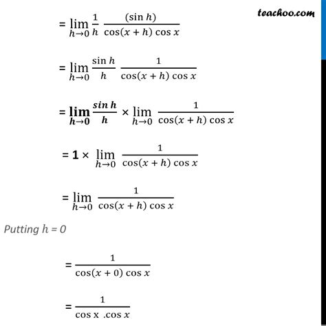 Prove That Derivative Of Tan X Is Sec2 X By First Principle