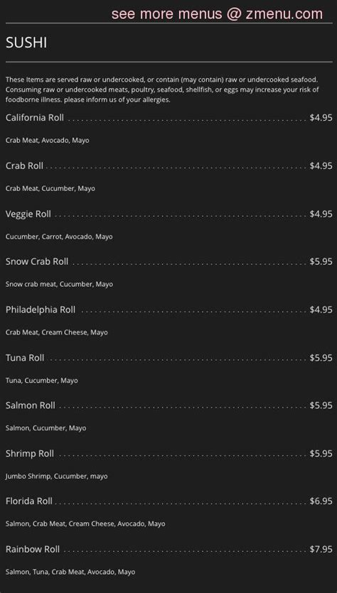 Menu At Kobe Express Japanese Cuisine Restaurant Hartwell