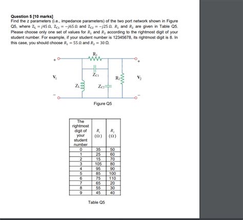 solved question 5 [10 marks] find the z parameters i e