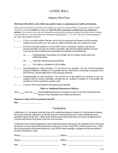 Printable Living Will Forms Free Printable Forms Free Online