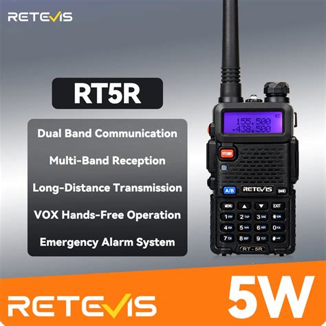 Retevis Rt5r Walkie Talkie 5w Long Range Communication Radio Uhf Vhf