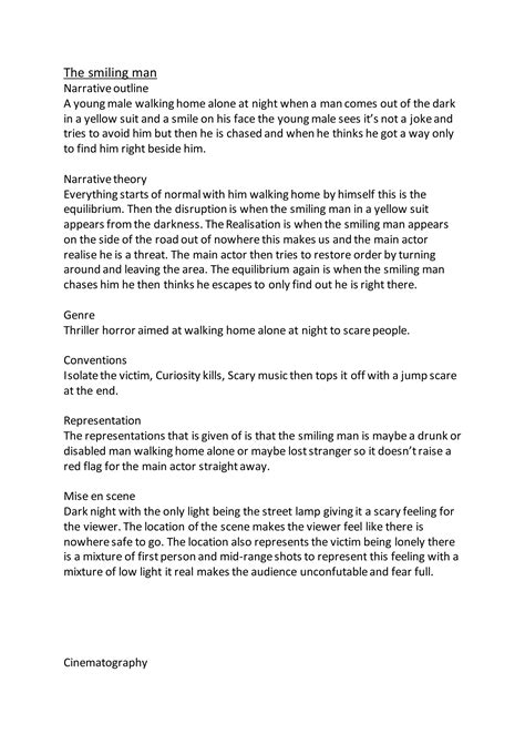 The Smiling Man Docx Horror Genres The Smiling Man Docx Horror Genres