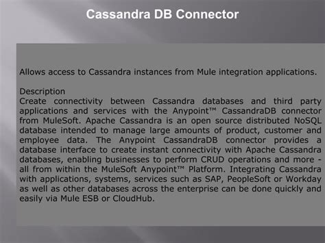 Mulesoft Database Connector Ppt Databases Computer Software And