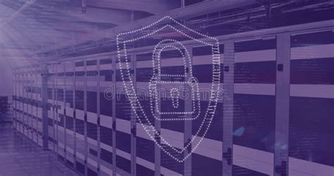 Digital Lock And Shield Image Over Server Racks In Data Center Stock Image Image Of Security