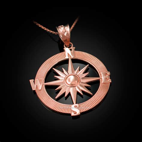 Rose Gold Compass Pendant Necklace