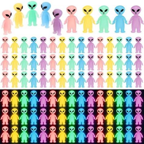Croblissful 50 Pcs Colorful Mini Alien Figures Glow In The Dark Small