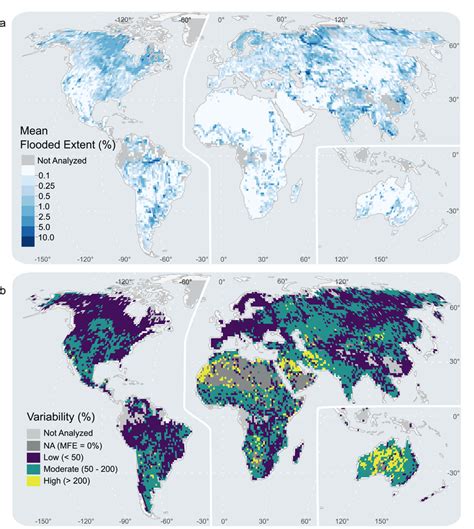 Global Distribution Of Flooding Extent A Mean Monthly Values And