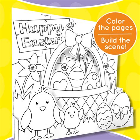 Easter Colouring Pages 3d Easter Scene Messy Little Monster Shop