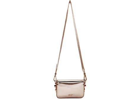 Off White Binder Clip Bag Mirror Mini Rame In Patent Leather With Pink