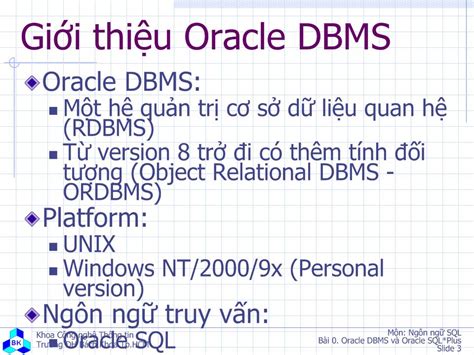 Thực Hành Sql Bài 0 Oracle Dbms Và Sql Plus Tailieuhayvn