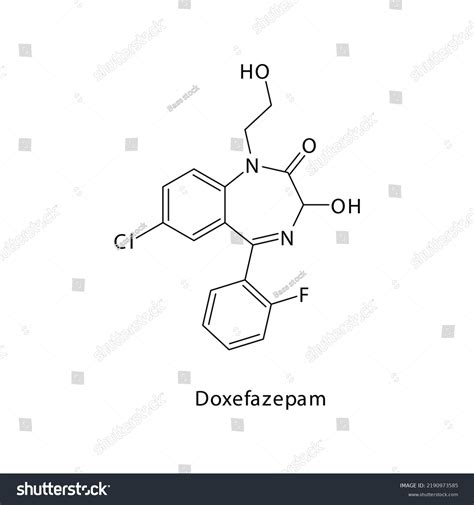 Doxefazepam Molecule Flat Skeletal Structure Benzodiazepine Stock
