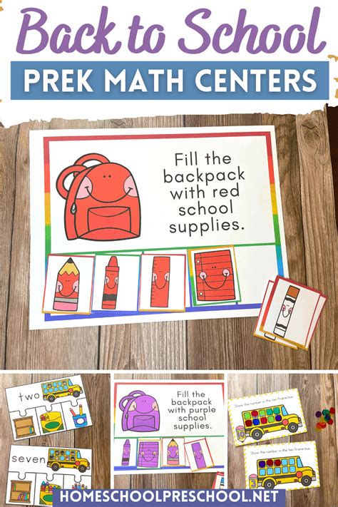 3 Printable Back To School Preschool Math Centers