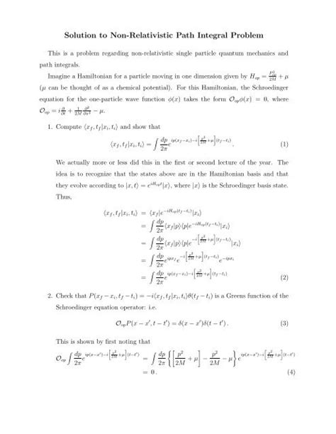 solution to non relativistic path integral problem