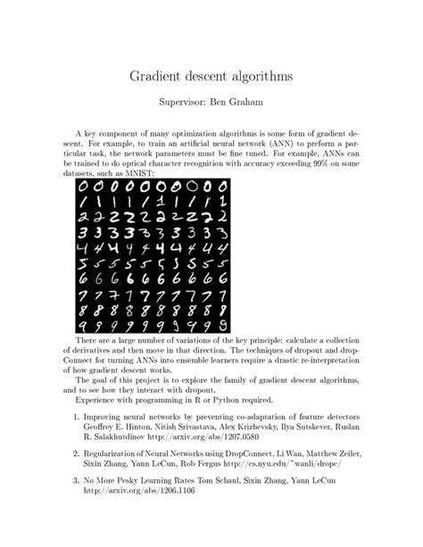 Gradient Descent Algorithms Supervisor Ben Graham