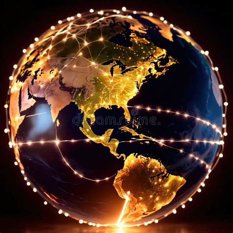 A Futuristic Digital Globe Showcasing Network Connections And Data