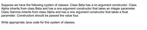 Solved Suppose We Have The Following System Of Classes Chegg