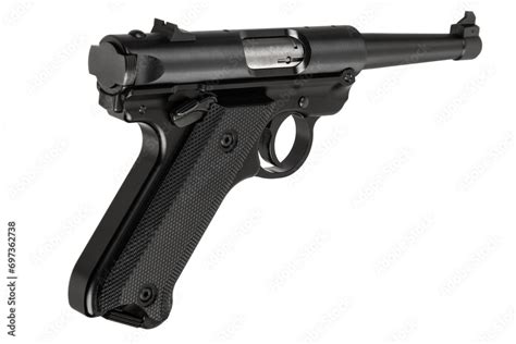 Classic Semi Automatic Pistol 22lr Isolate On A White Background