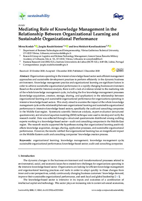 Pdf Mediating Role Of Knowledge Management In The Relationship