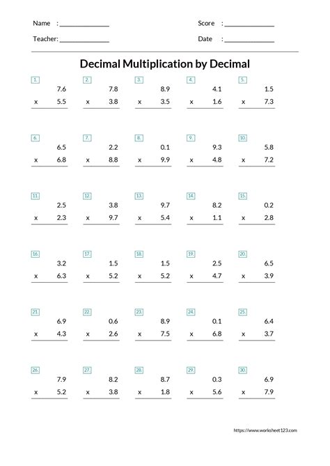 Decimal Multiplication Practice Worksheets Free And Printable