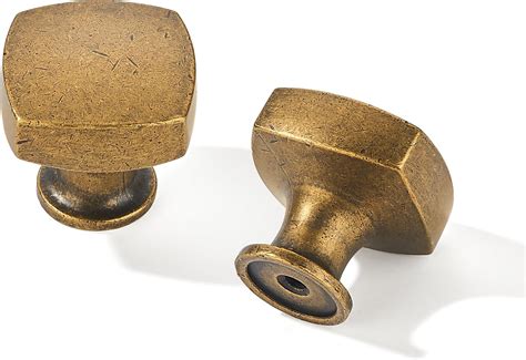Khtumeware 2 Pack Knob Vintage Antique Brass Cabinet Knobs Solid Heavy