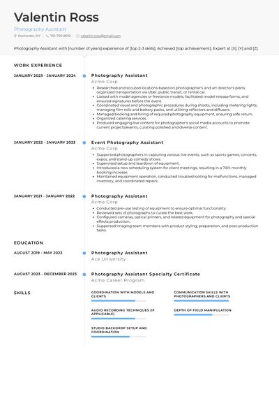 10 Photography Assistant Resume Examples That Work