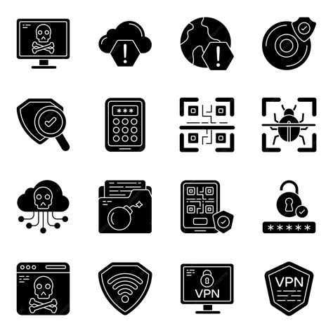 Premium Vector Set Of Encryption Glyph Icons