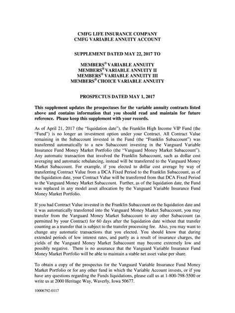 Fillable Online Cmfg Variable Annuity Account Fax Email Print Pdffiller