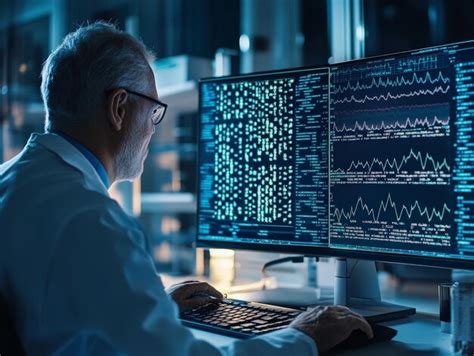 Bioinformatics Visualized By A Scientist Working With Genomic Data On A