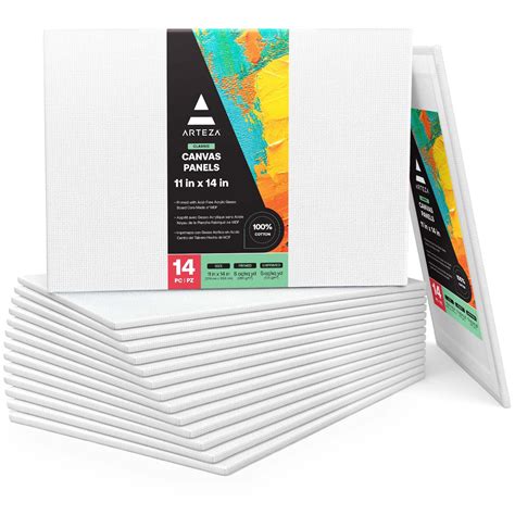 Arteza Canvas Panels Classic 11x14 White Blank Canvas Boards For