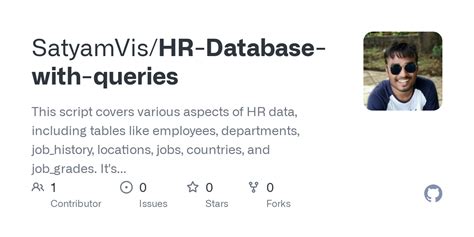 Github Satyamvishr Database With Queries This Script Covers Various Aspects Of Hr Data