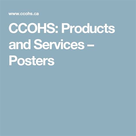 Ccohs Products And Services Posters Poster Occupational Health