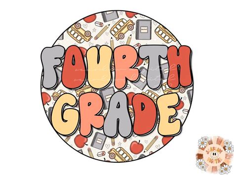 The Fourth Grade Logo Is Surrounded By School Supplies