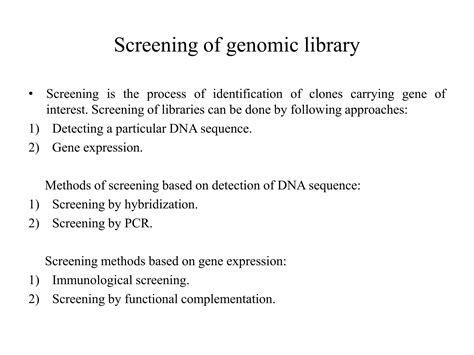 Construction And Screening Of Genomic Library Pptx