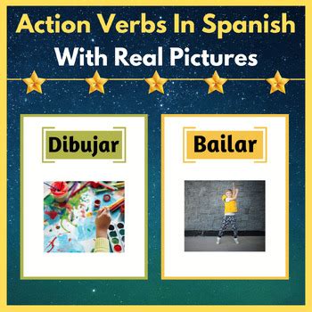 Action Verbs Flashcards In Spanish Printable Posters With Real Pictures