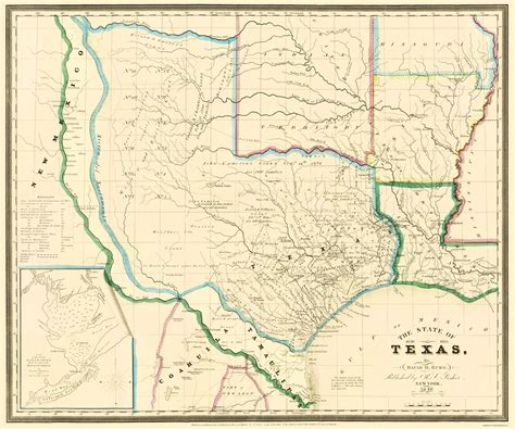 Historic State Map Texas Burr 1846 Vintage Wall Art Maps Of The